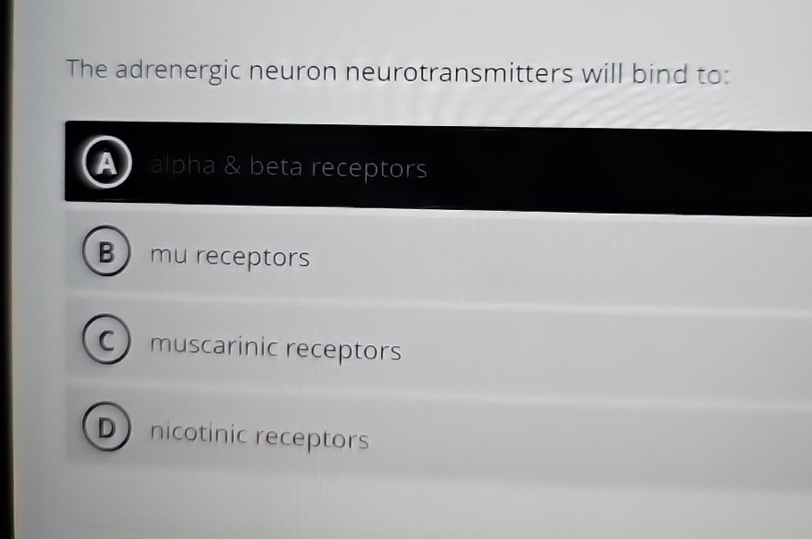 Solved The adrenergic neuron neurotransmitters will bind | Chegg.com