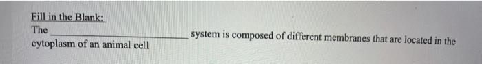 Solved Fill in the Blank: The cytoplasm of an animal cell | Chegg.com