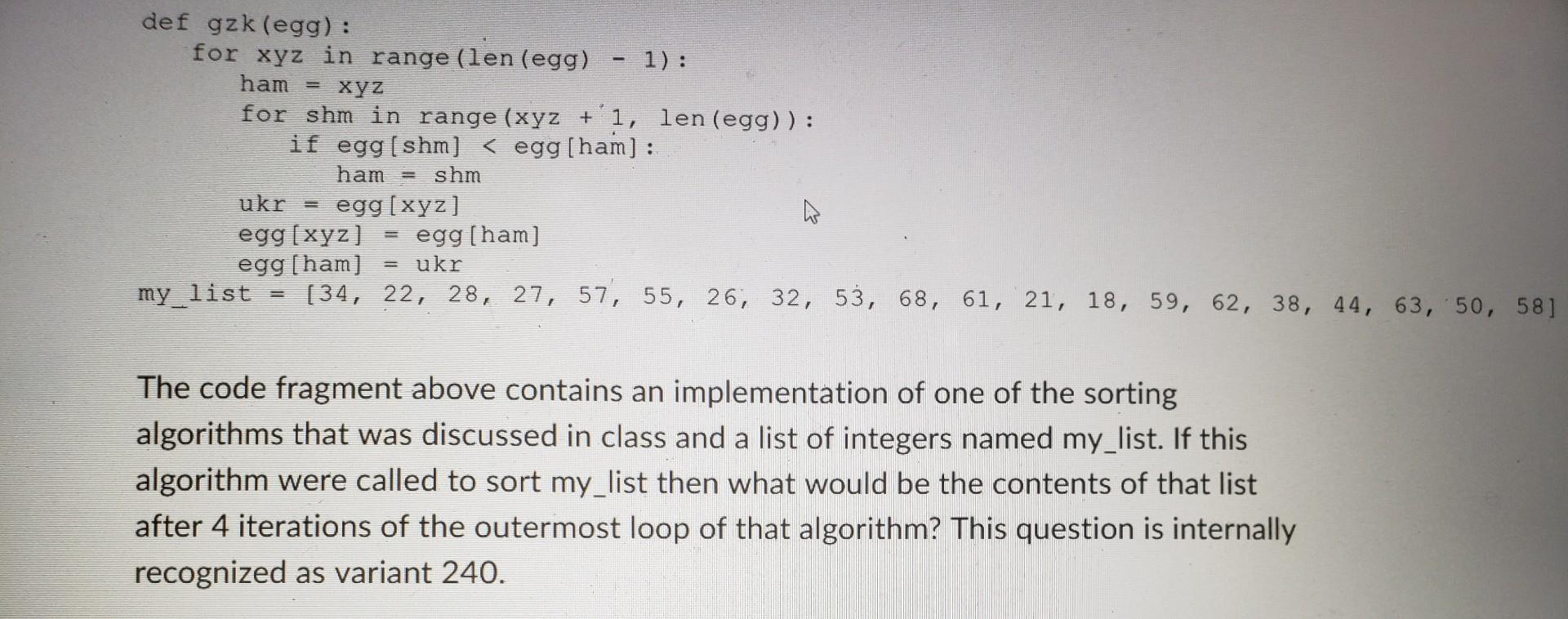 Solved The code fragment above contains an implementation of | Chegg.com