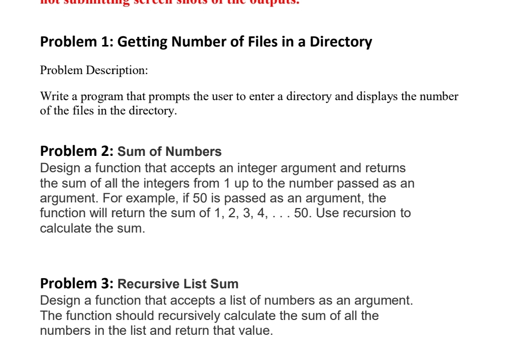 Solved Problem 1: Getting Number of Files in a | Chegg.com