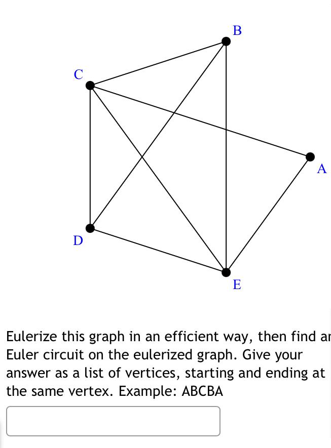 Solved A Eulerize This Graph In An Efficient Way Then Find