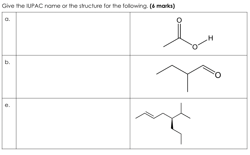 Solved Give the IUPAC name or the structure for the | Chegg.com