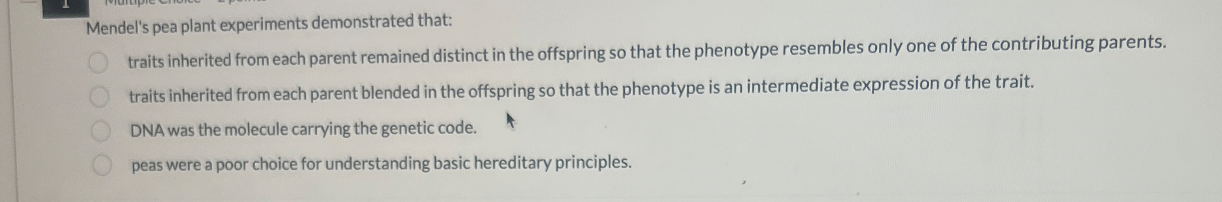 Solved Mendel's pea plant experiments demonstrated | Chegg.com