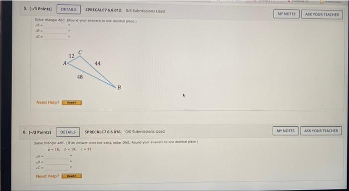 Solved 5. (-/3 Points DETAILS SPRECALC76.6.012, 0/6 | Chegg.com