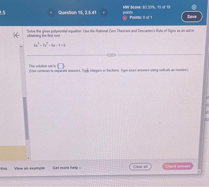 Solved Solve the given polynomial equation. Use the Rational | Chegg.com