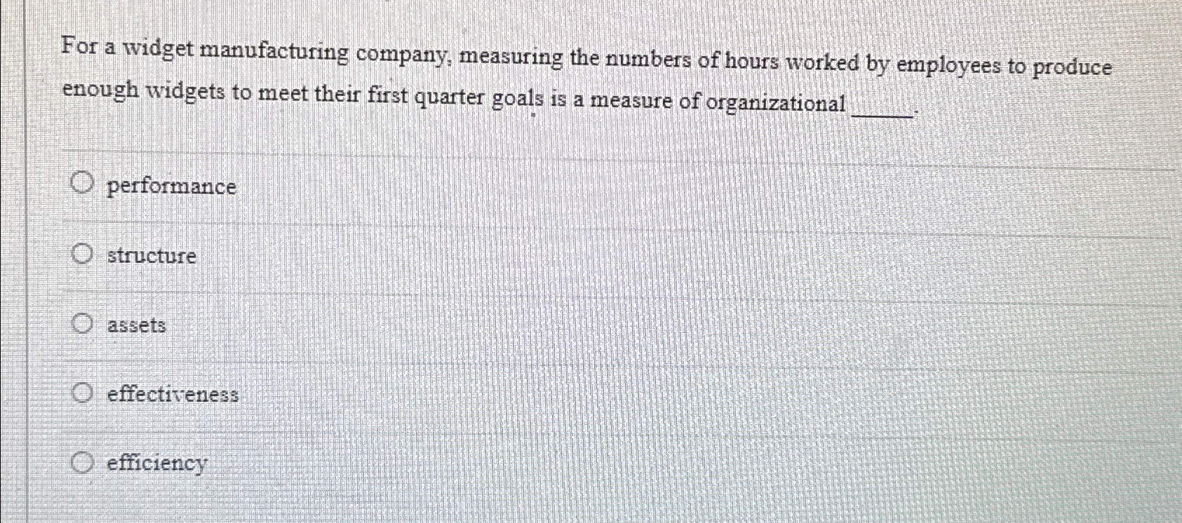 Solved For a widget manufacturing company, measuring the | Chegg.com