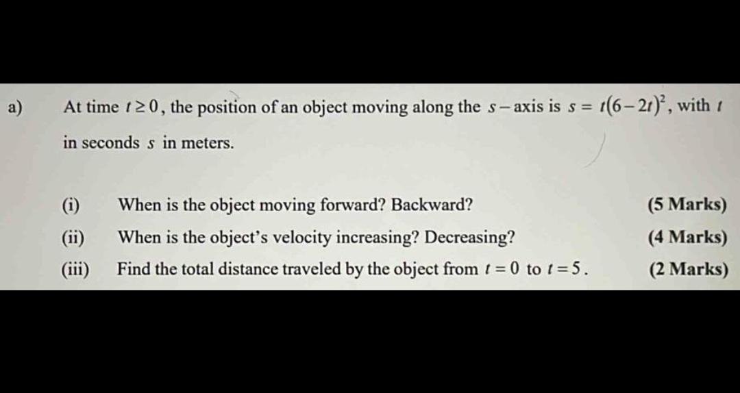 Solved A At Time T 0 The Position Of An Object Moving