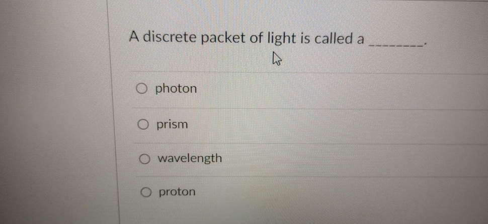 Solved A discrete packet of light is called a | Chegg.com