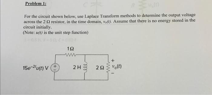 Solved For the circuit shown below, use Laplace Transform | Chegg.com