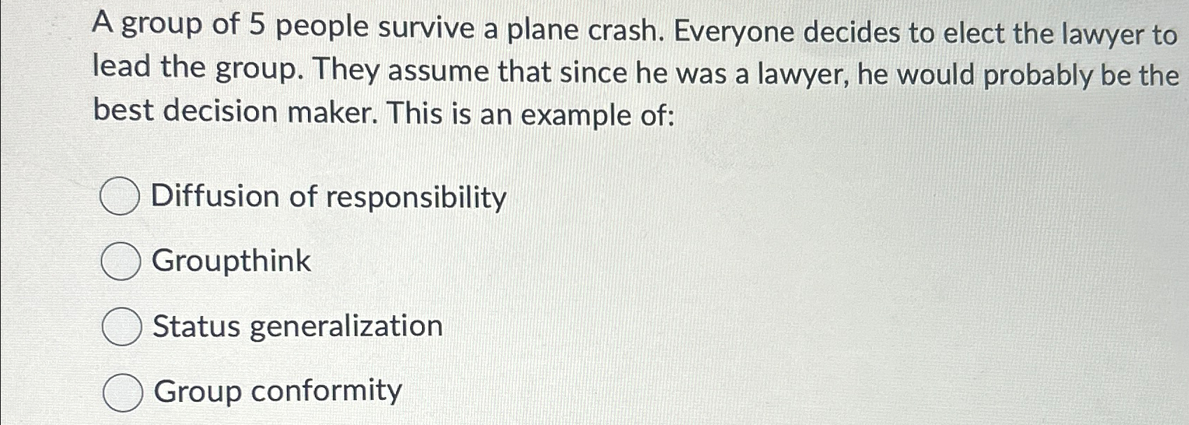 Solved A group of 5 ﻿people survive a plane crash. Everyone | Chegg.com