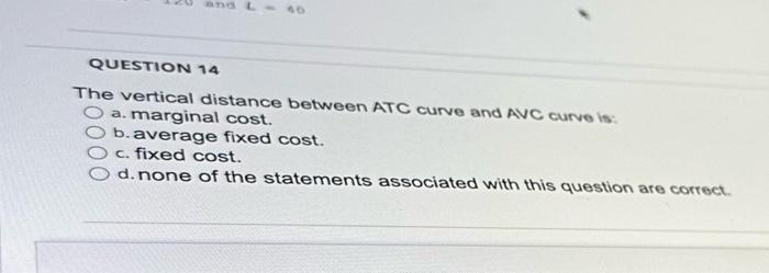 Solved The vertical distance between ATC curve and AVC curve | Chegg.com