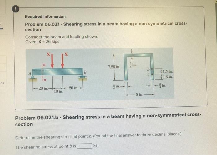 Solved ! 2 Required information Problem 06.021 - Shearing | Chegg.com