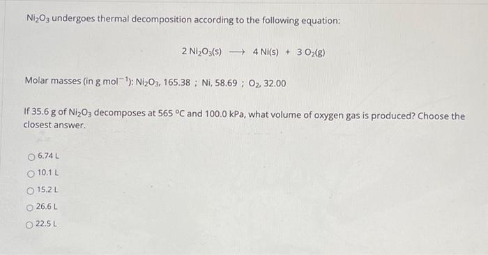 Solved \\( \\mathrm{Ni}_{2} \\mathrm{O}_{3} \\) undergoes | Chegg.com