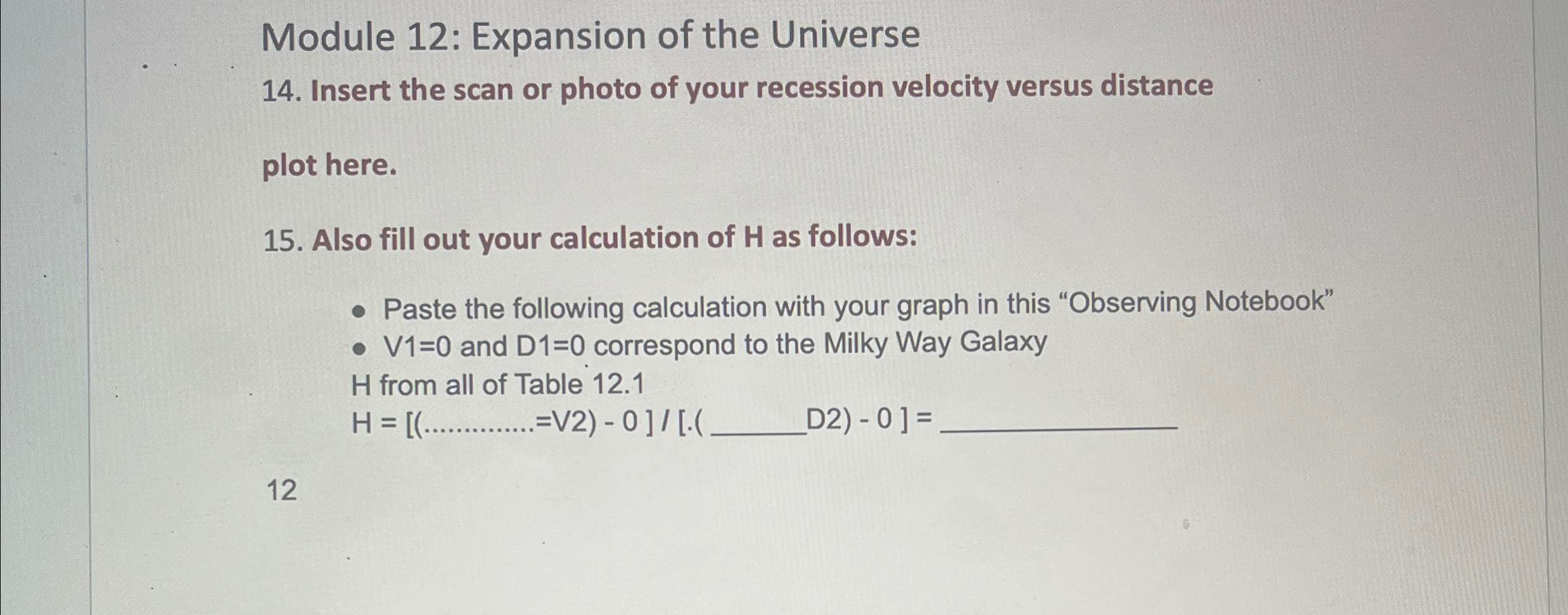 Module 12: Expansion of the Universe14. ﻿Insert the | Chegg.com