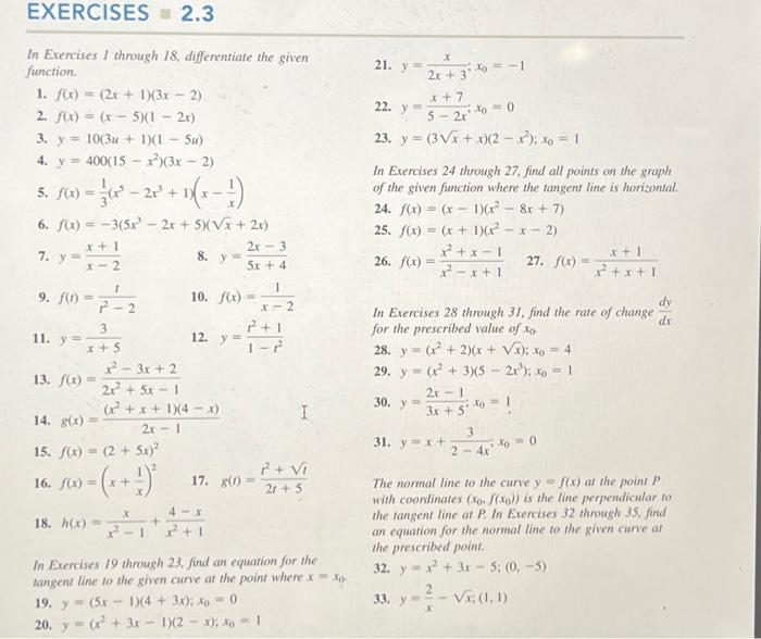 Solved for 13, 17,21, 25, 29, and 33! :))EXERCISES = 2.3 In | Chegg.com