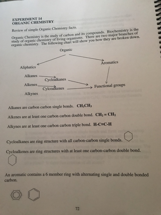 EXPERIMENT 14 ORGANIC CHEMISTRY Review of simple | Chegg.com