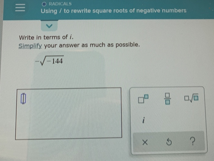 Solved = O RADICALS Using / to rewrite square roots of | Chegg.com