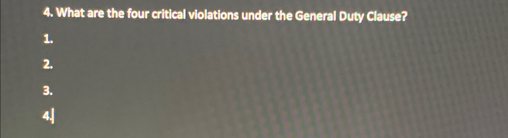 Solved What are the four critical violations under the | Chegg.com