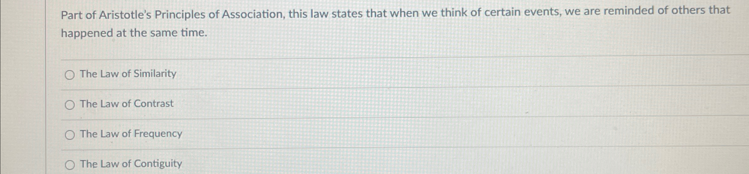 Solved Part of Aristotle's Principles of Association, this | Chegg.com