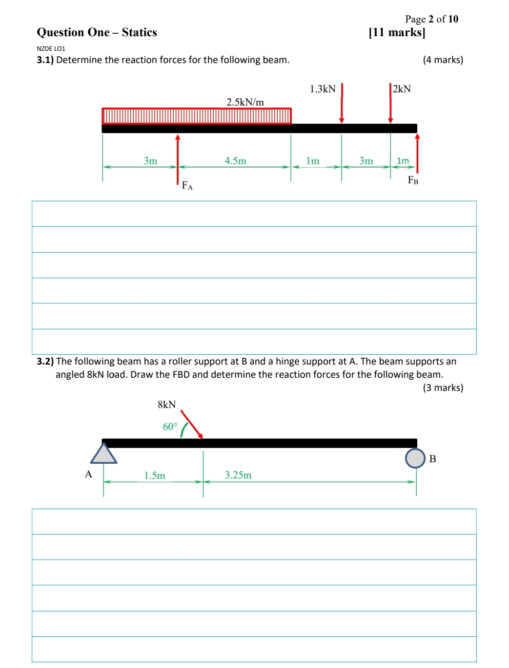Solved Page 2 ﻿of 10Question One - ﻿Statics[11 ﻿marks]NZDE | Chegg.com
