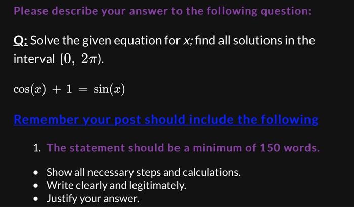 Solved Please describe your answer to the following | Chegg.com