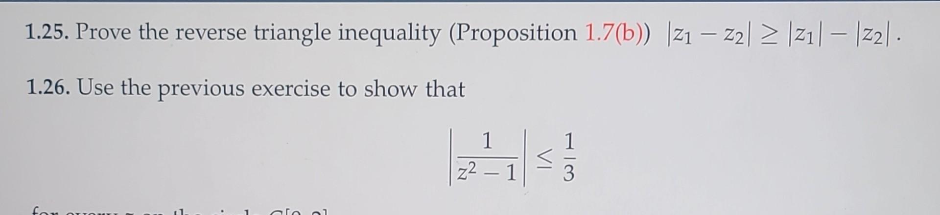 Solved 1.25. Prove the reverse triangle inequality | Chegg.com