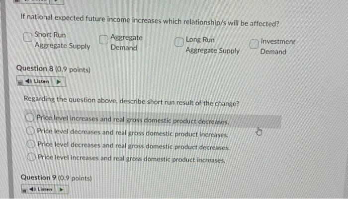 Solved If national expected future income increases which | Chegg.com