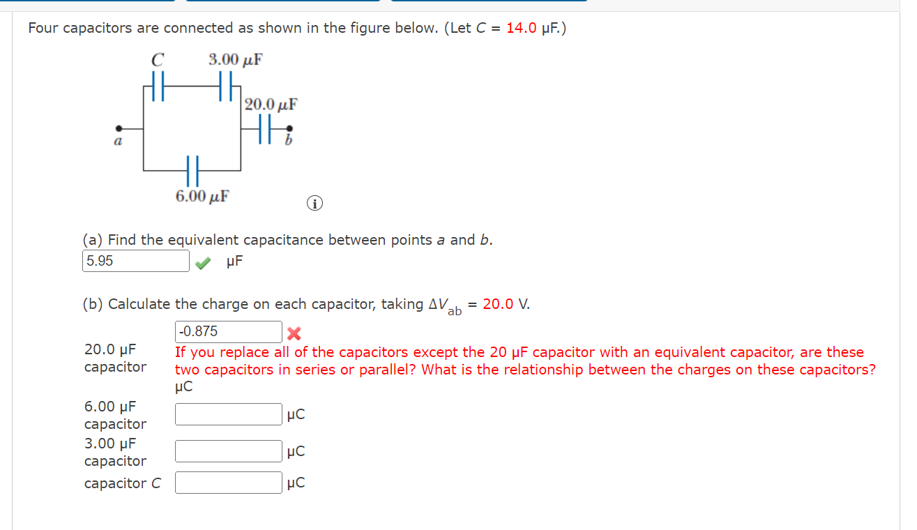 Solved Four capacitors are connected as shown in the figure | Chegg.com
