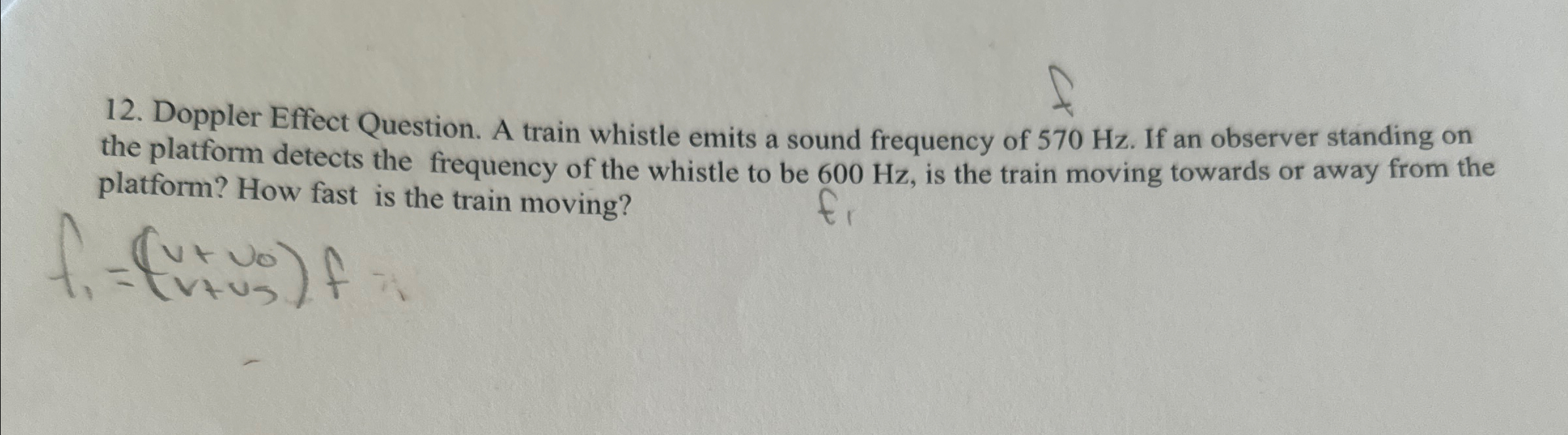 Solved Doppler Effect Question. A train whistle emits a | Chegg.com