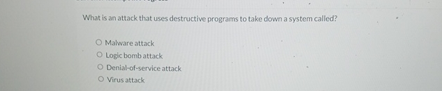 Solved What is an attack that uses destructive programs to | Chegg.com