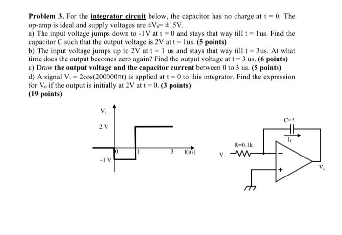 Solved Problem 3. For the integrator circuit below, the | Chegg.com