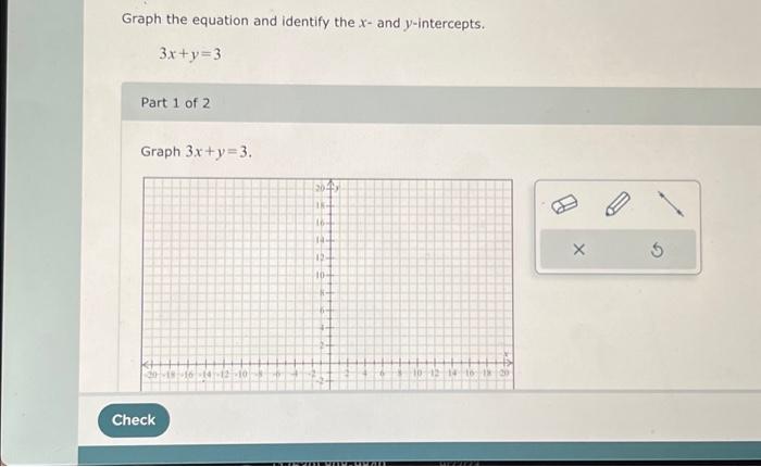 Solved Graph the equation and identify the x- and | Chegg.com