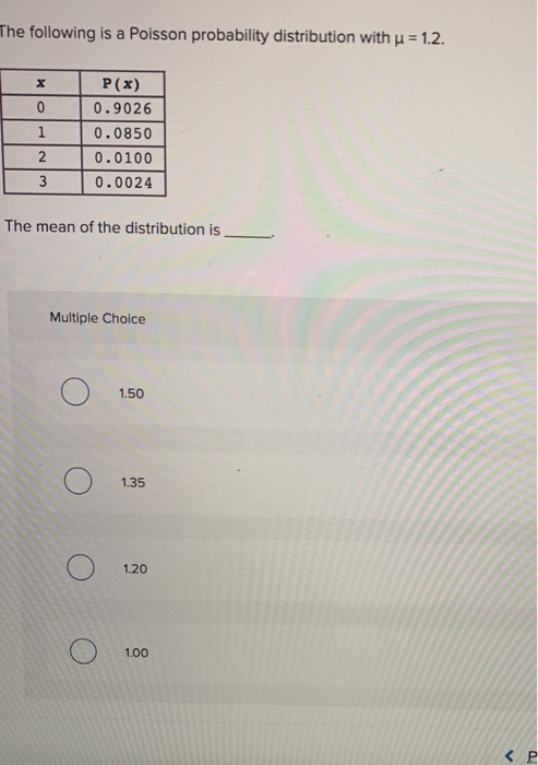 Solved The following is a Poisson probability distribution | Chegg.com