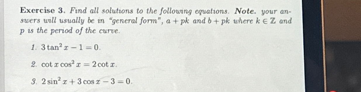 Solved Exercise 3. ﻿Find all solutions to the following | Chegg.com