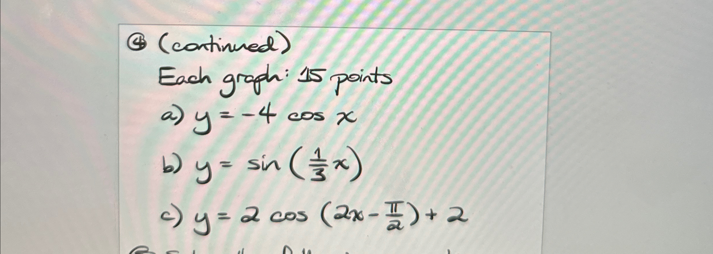Solved (4)Graph the following functions.Must | Chegg.com
