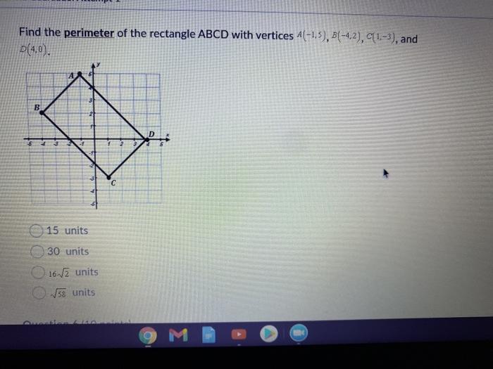 Solved Find the perimeter of the rectangle ABCD with | Chegg.com