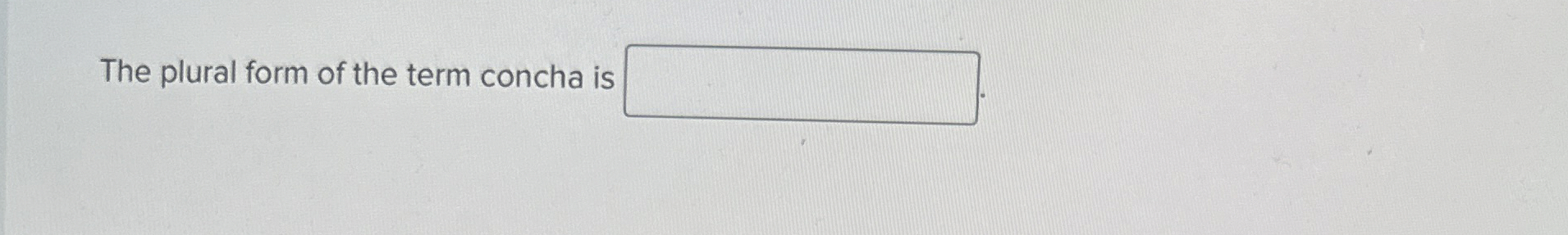 High Quality SOLUTION The plural form of the term concha is | Chegg.com