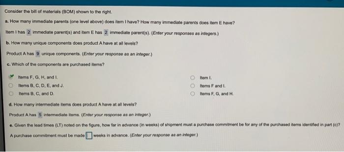 Solved Consider the bill of materials (BOM) shown to the | Chegg.com