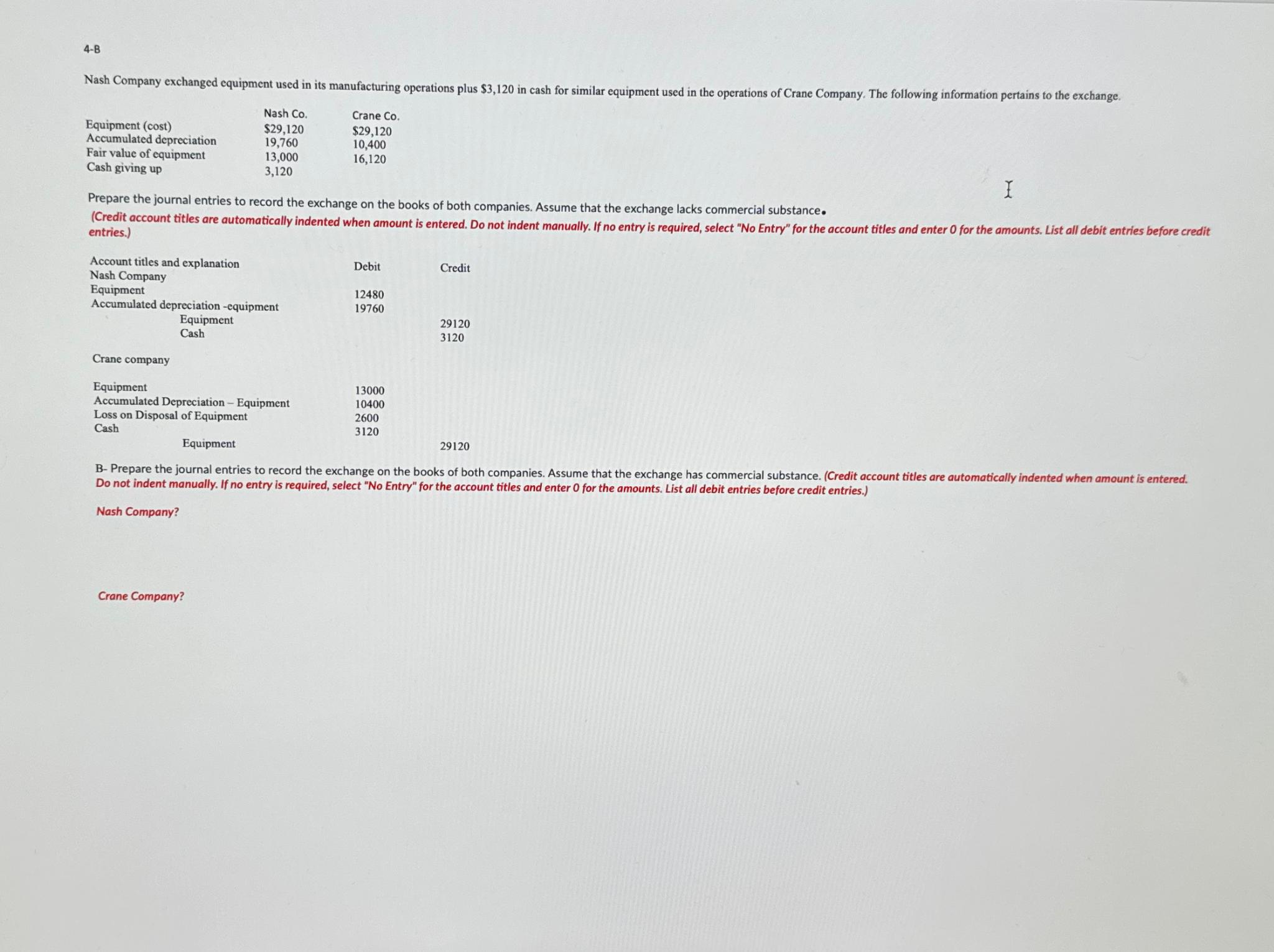 Solved 4-8Equipment (cost)Accumulated depreciationFair value | Chegg.com
