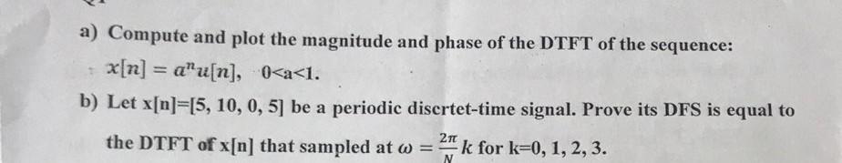 Solved a) Compute and plot the magnitude and phase of the | Chegg.com