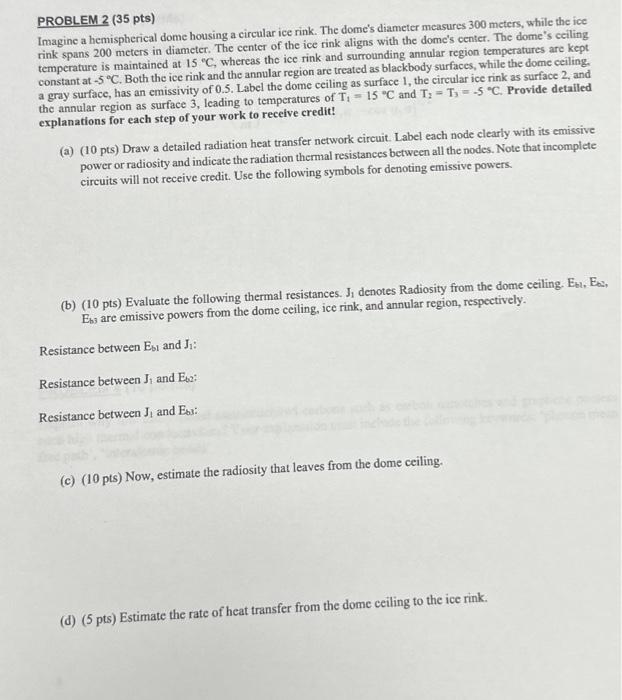 Solved PROBLEM 2 (35 pts) Imagine a hemispherical dome | Chegg.com