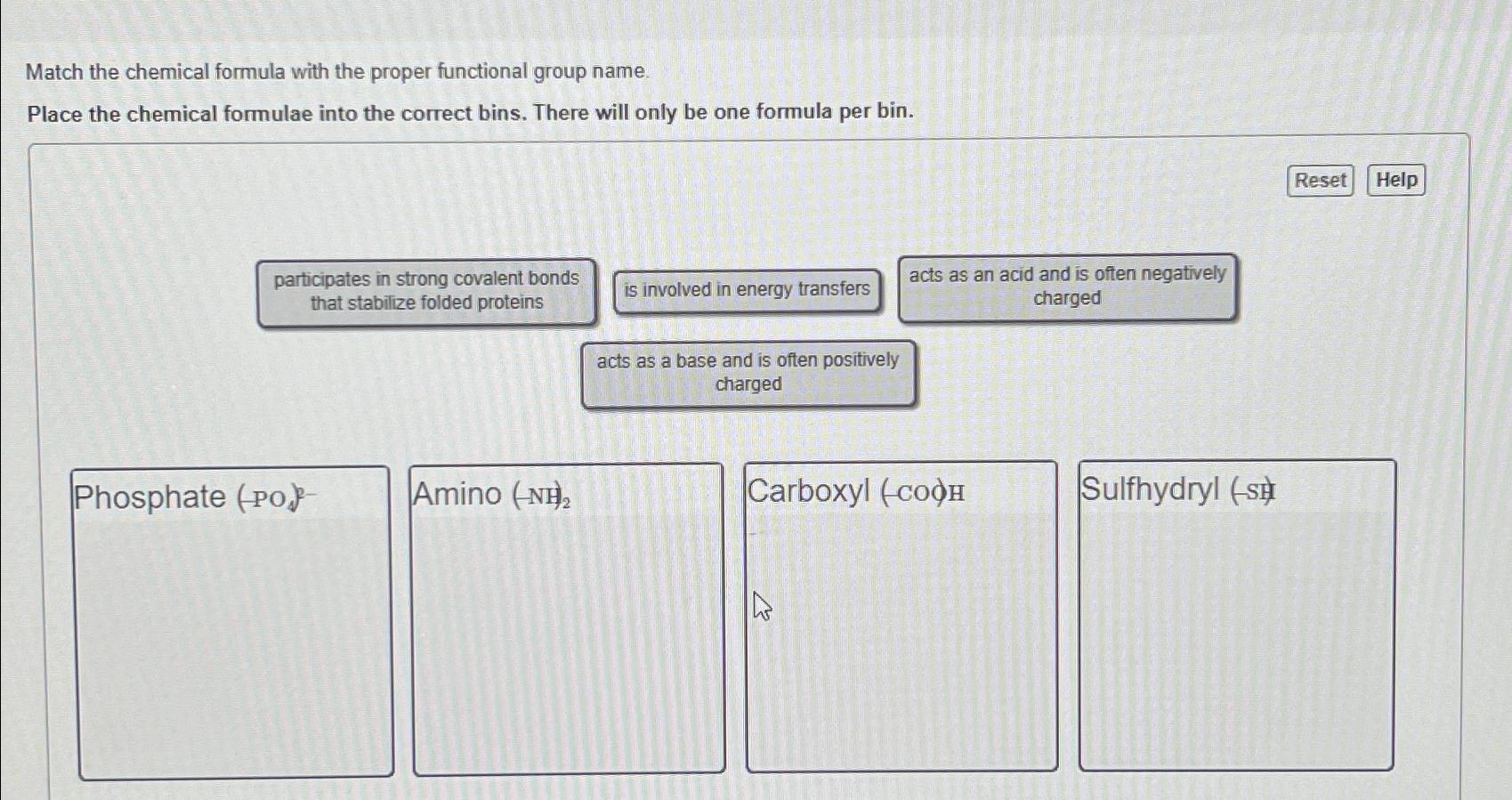 Solved Match the chemical formula with the proper functional | Chegg.com