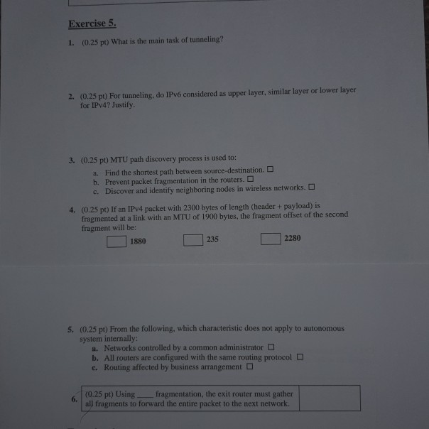 Solved Exercise 5. 1. (0.25 pt) What is the main task of | Chegg.com