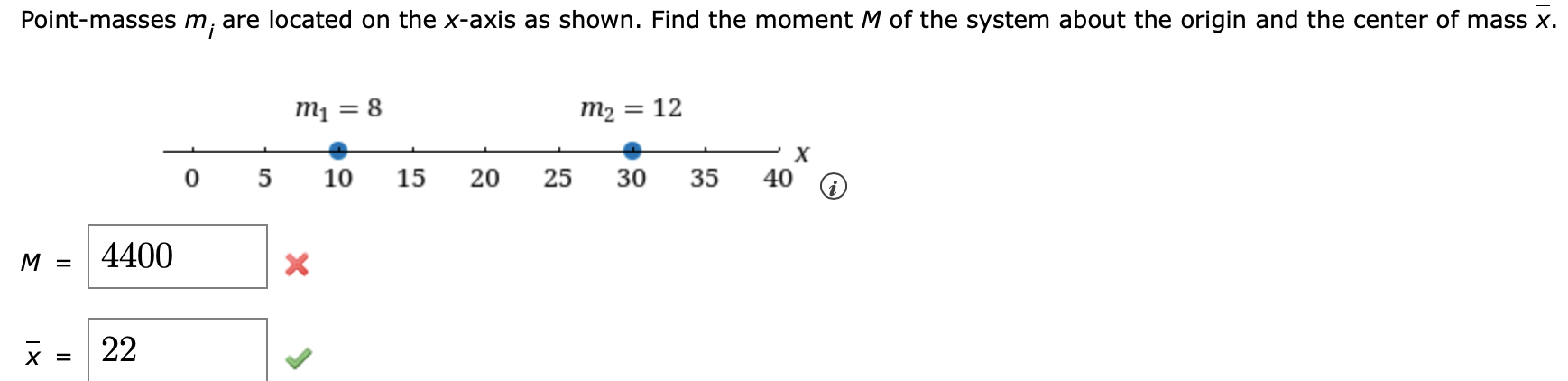 Solved Point-masses mi ﻿are located on the x-axis as shown. | Chegg.com