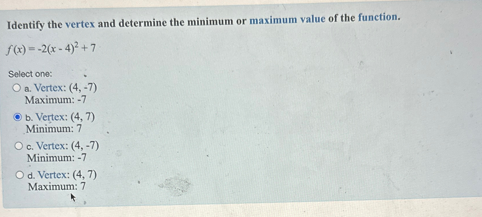 Identify The Vertex And Determine The Minimum Or