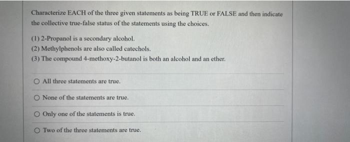 Solved Characterize EACH of the three given statements as | Chegg.com