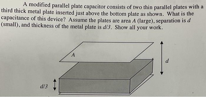 Solved A modified parallel plate capacitor consists of two | Chegg.com