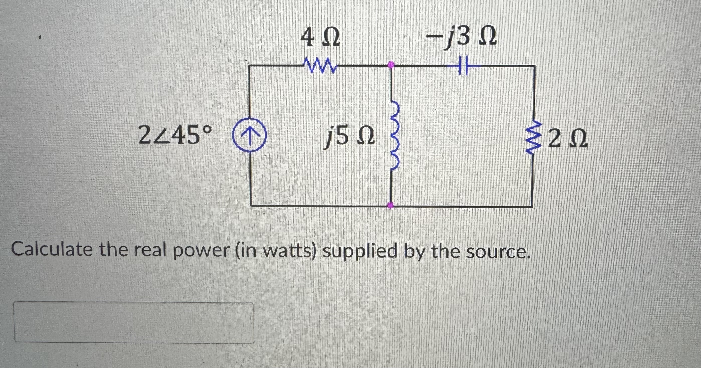 Solved Calculate the real power (in watts) ﻿supplied by the | Chegg.com