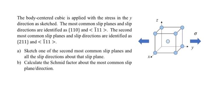 Solved The body-centered cubic is applied with the stress in | Chegg.com