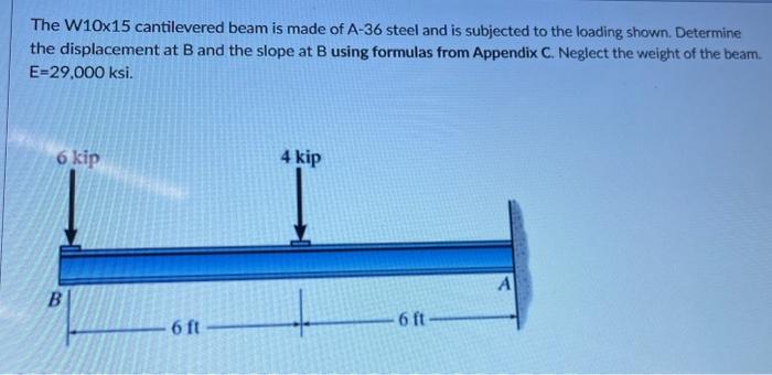 Solved The W10×15 cantilevered beam is made of A-36 steel | Chegg.com